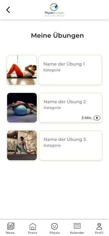 Funktionen - Die PHYSIO App