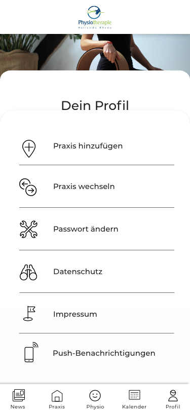 Funktionen - Die PHYSIO App
